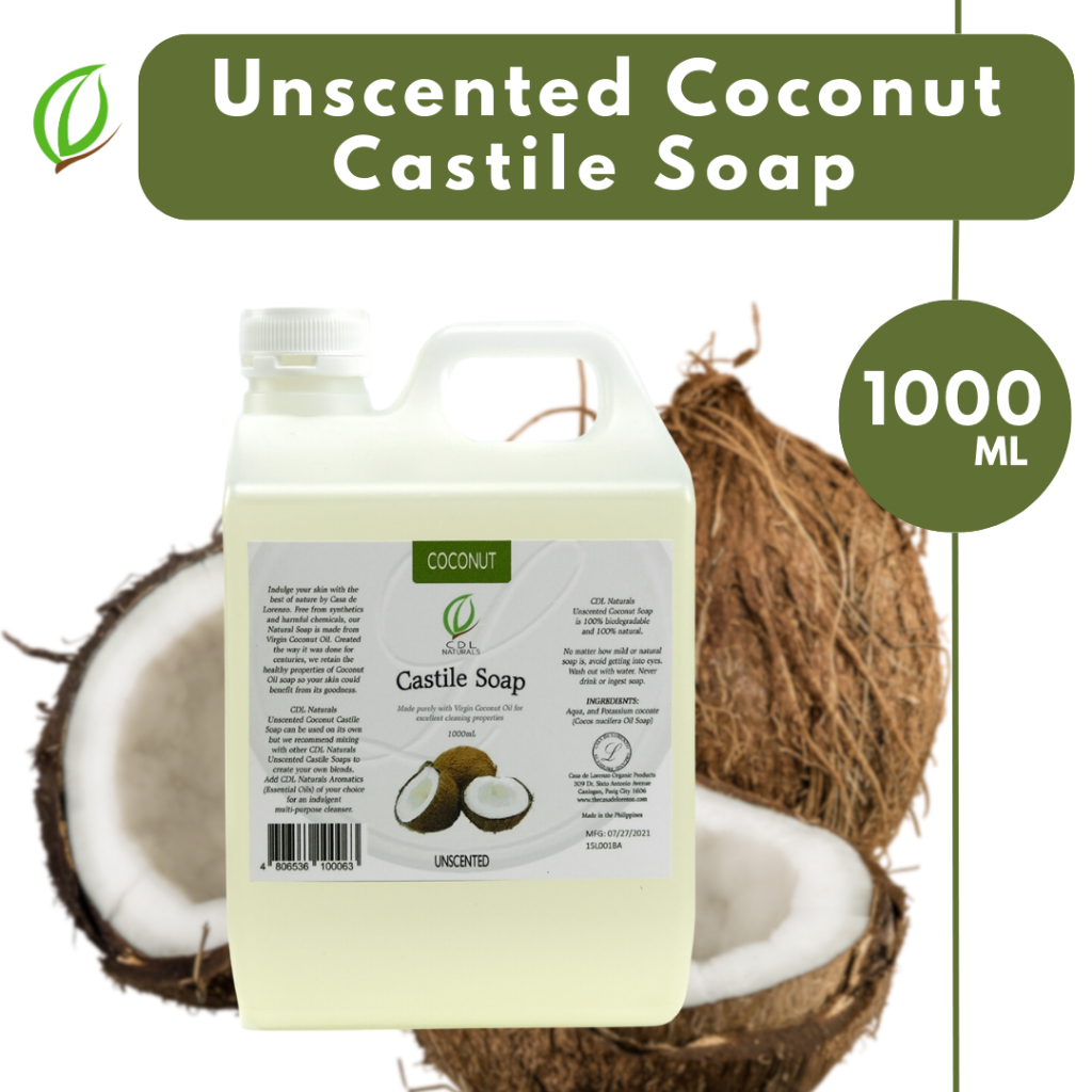 Concentrated Unscented Pure Coconut Castile Soap 1 Liter | Shopee ...