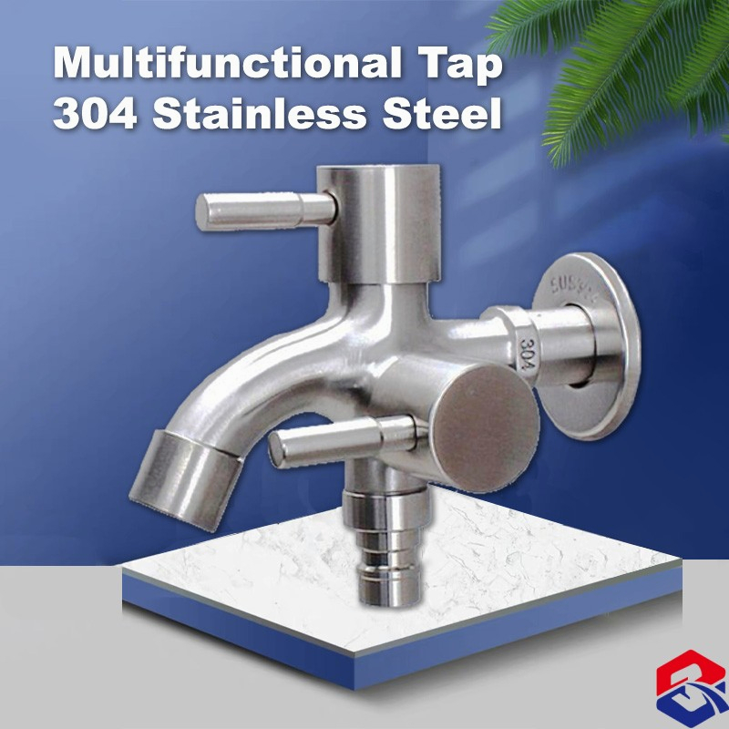 TQTQ SUS304 2 Way Faucet 1 in 2 out Head Two Way Water Washer Tap ...