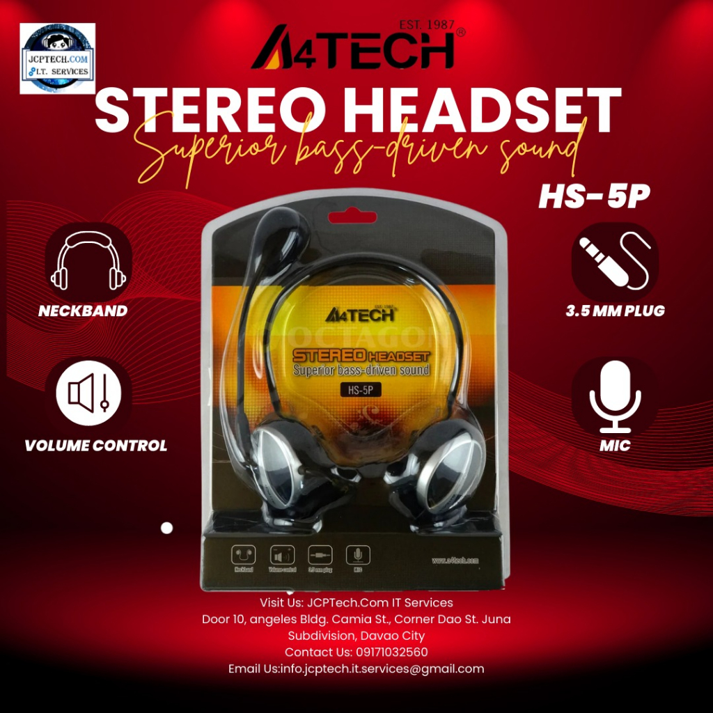 A4TECH STEREO HEADSET HS-5P | Shopee Philippines