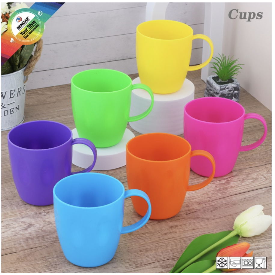 Rubemaker - B-12 Colorful Plastic Mugs Durable For Coffee Reusable Baso ...