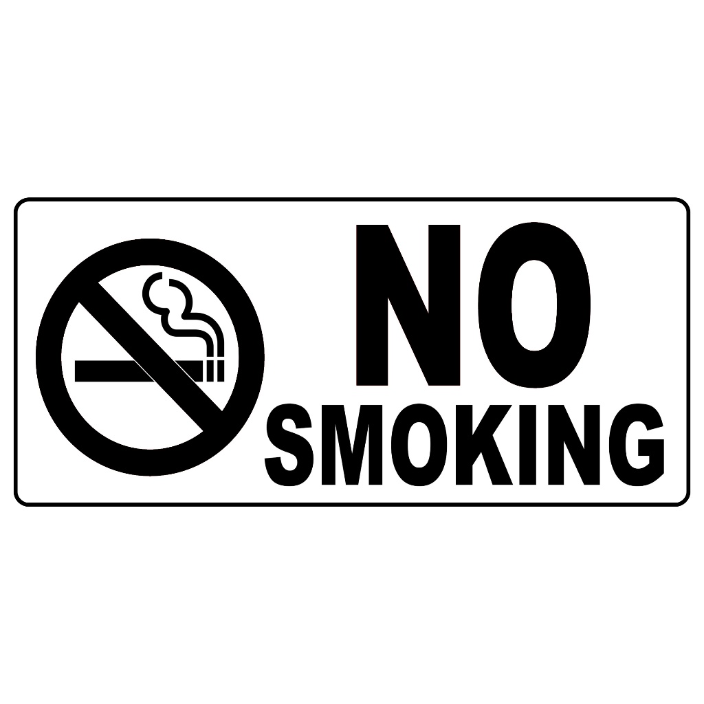 NO SMOKING SIGNAGE BLACK AND WHITE VERSION SIGNAGE PVC TYPE WATERPROOF ...