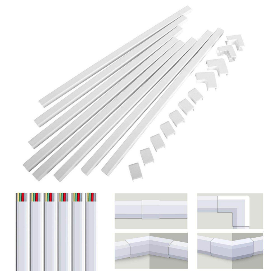 1 Set Wall Cord Cover Cable Concealer Complete Raceway Kit Wire Cables ...