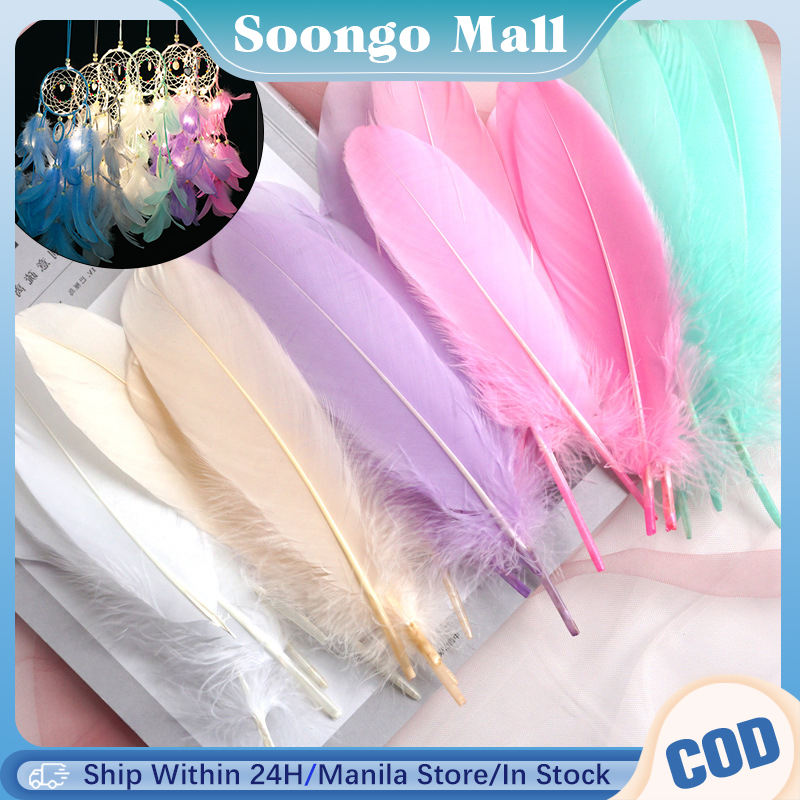50PCS Natural Feathers 15-20cm White Goose Feathers Colorful Dream ...