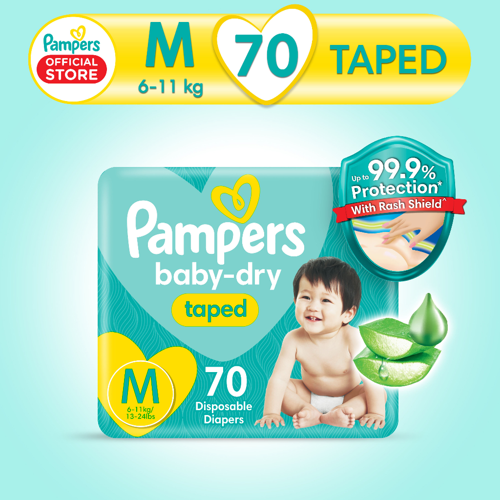 Pampers Baby Dry Taped Diapers Medium 70s x 1 pack (70 pcs) | Shopee ...