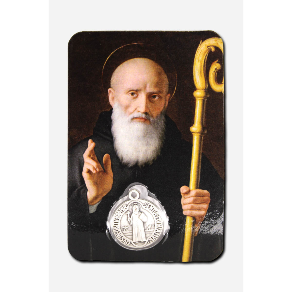 Saint Benedict Card with Medal Italy - C7-115348 | Shopee Philippines