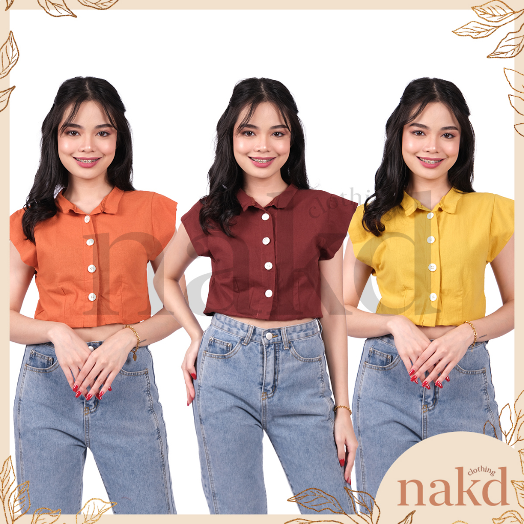 NAKD FASHION SHERIDAN PLAIN CROP COLLAR BUTTON DOWN BASIC AESTHETIC ...