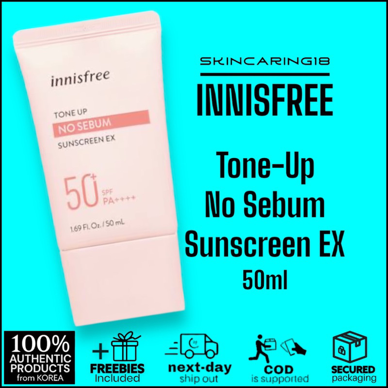Innisfree Tone Up No Sebum Sunscreen EX SPF50+ PA++++ - 50ml by SkinCaring18 | Shopee Philippines