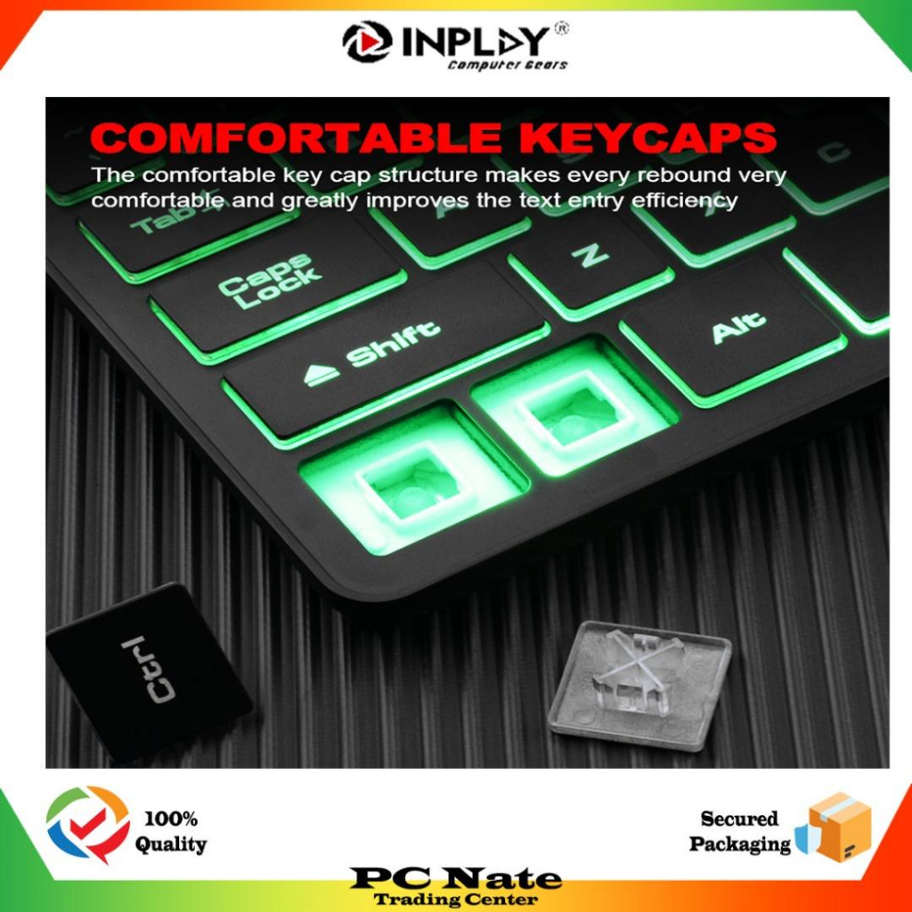 INPLAY Kb066 Usb Wired Rgb Smooth Touch Silent Keyboard Black White For ...
