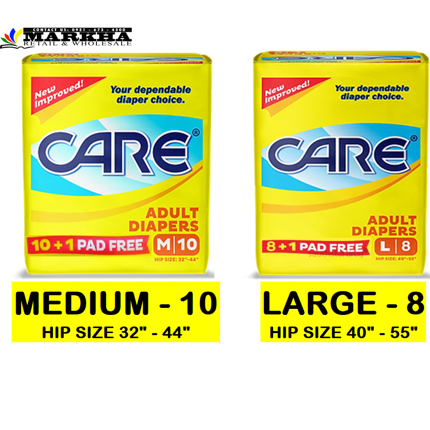 CARE ADULT DIAPERS x8 or 10PCS + 1 FREE | Shopee Philippines