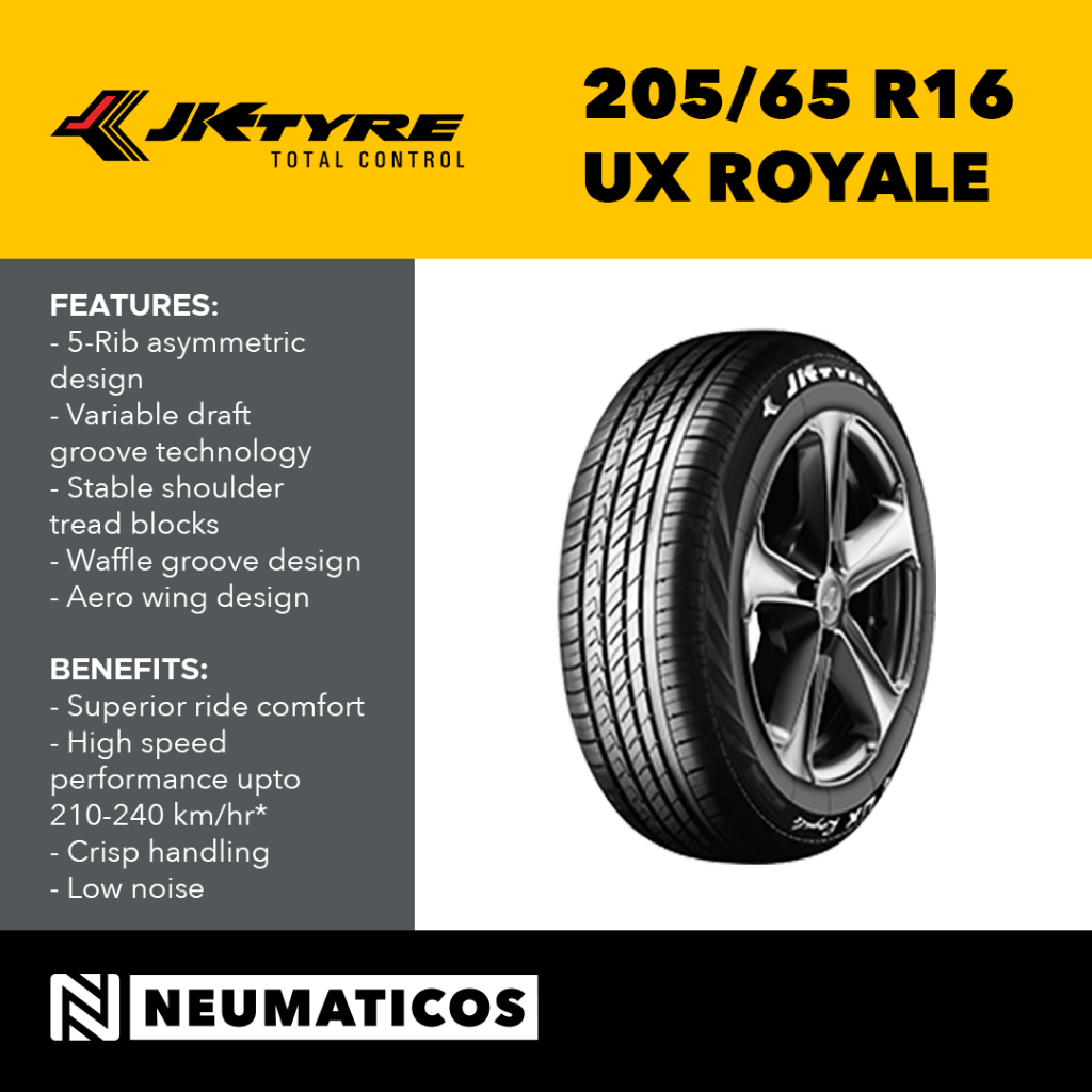 JK Tyre 205/65 R16 UX Royale Passenger Car Radial Tires (PCR), Made in ...