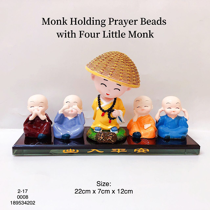 Fengshui Monk Holding Prayer Bead with Four Little Monk Car Cute ...