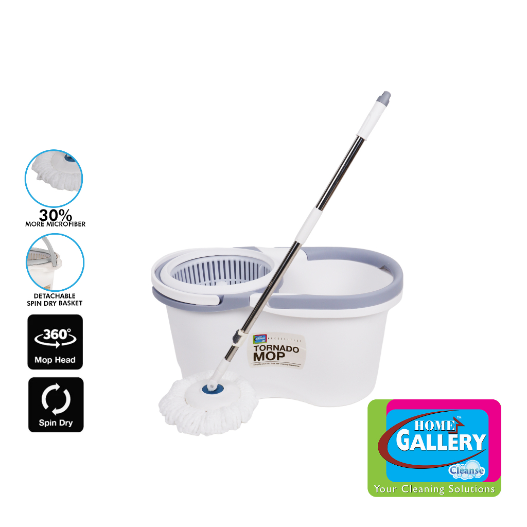 Home Gallery Tornado Mop & Spin Dry Bucket with 1 Microfiber Mop Head ...