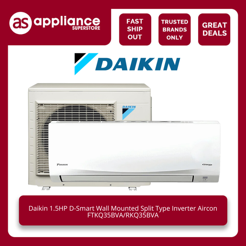 Daikin FTKQ35CVAF / RKQ35CVA 1.5HP D-Smart Series Wall Mounted Inverter Aircon with WIFI ...