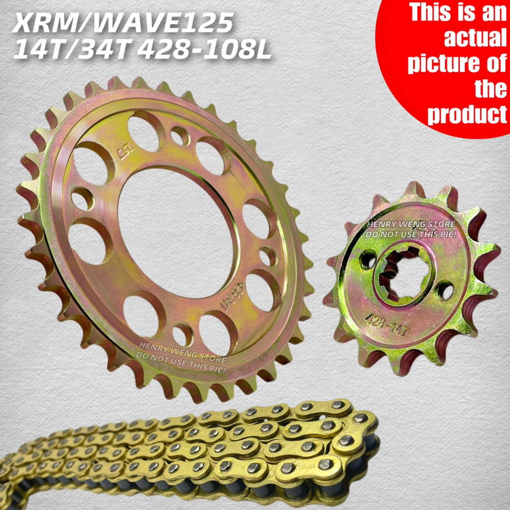 CSL Gold Chain and Sprocket Set for HONDA XRM / WAVE125 Motorcycle ...