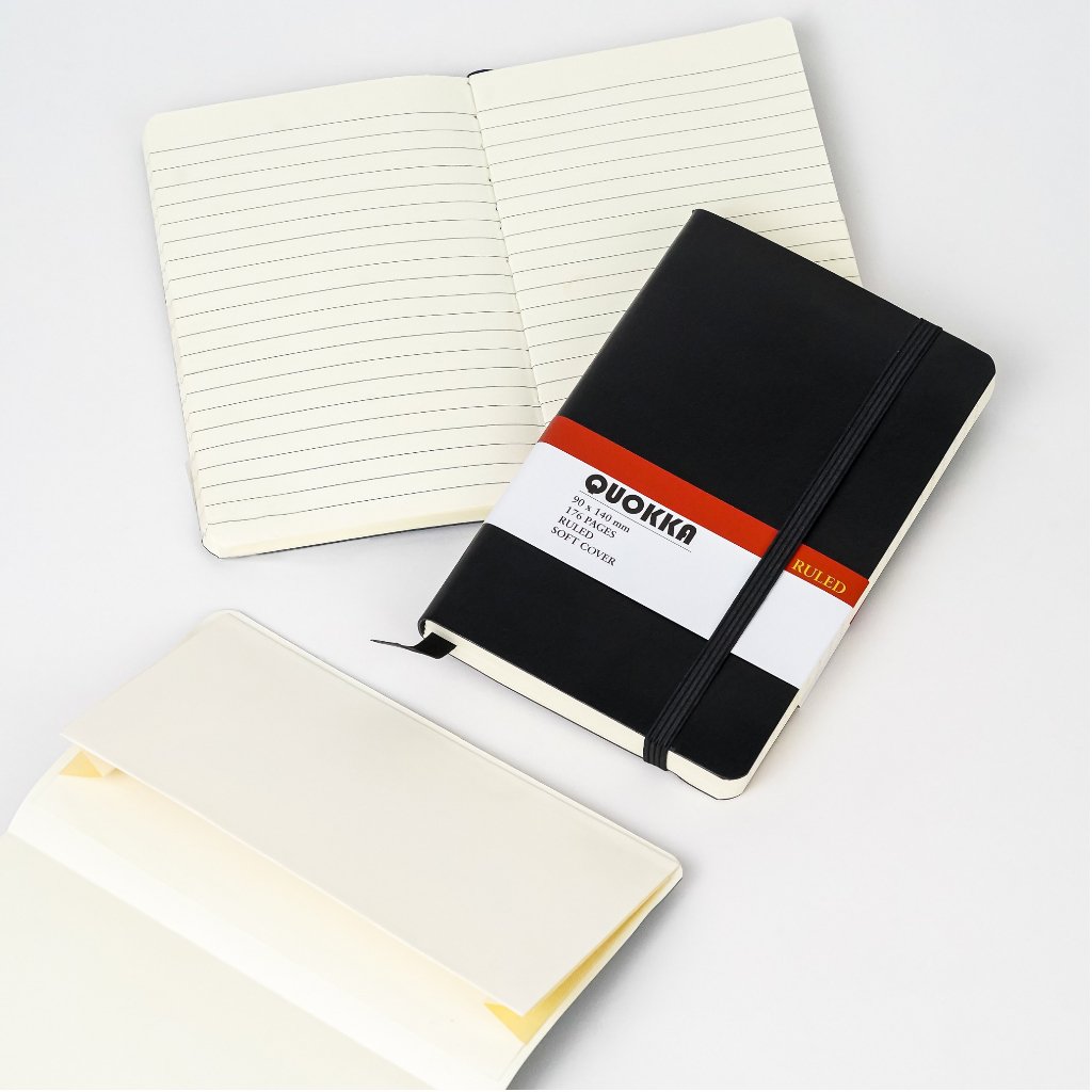 Quokka Pocket Size BLACK Soft Leather Ruled Notebook | Shopee Philippines