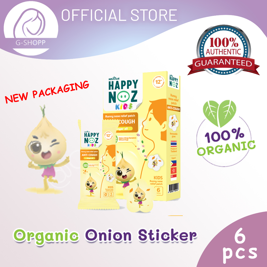 Happy Noz Anti-Cough Organic Onion Sticker YELLOW 1Box 6Pcs | Shopee ...