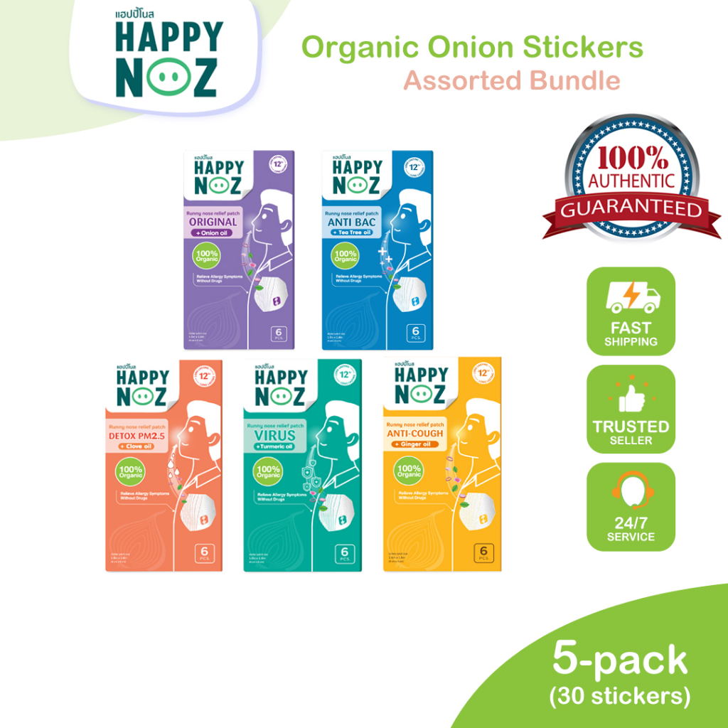 Happy Noz Organic Onion Sticker Bundle for Adults - Nasal Sticker Patch ...
