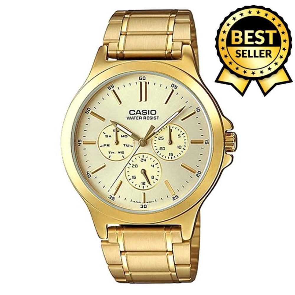 Casio Edifice V300G 3 Chronograph Gold Dial Stainless Steel Watch for ...