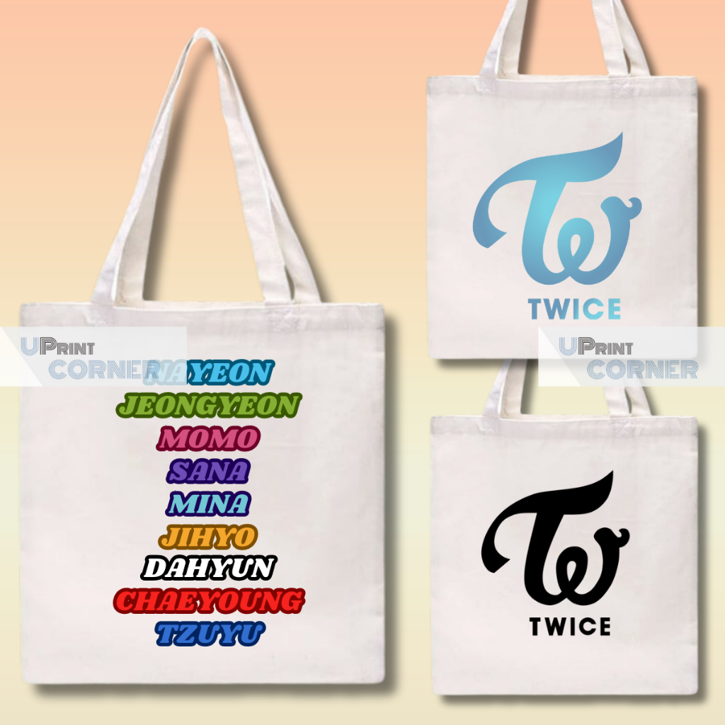 TWICE TOTE BAG FASHION CANVAS/KATSA TOTE BAG TWICE LOGO DESIGN | Shopee ...