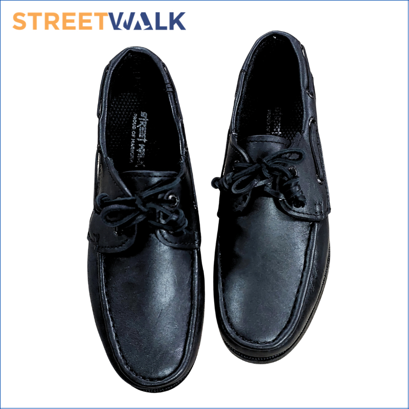 Streetwalk Topsider Shoes for Men Black Leather Topsider Boat Shoes for ...