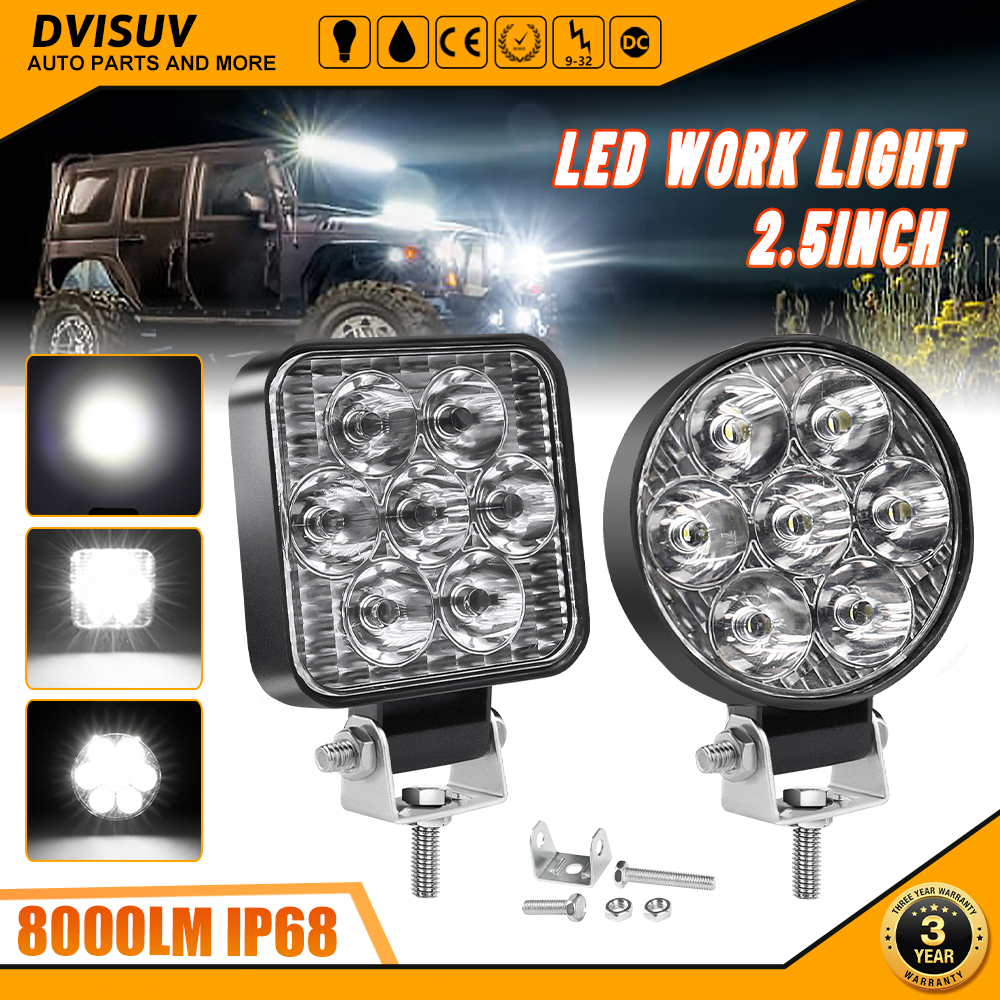 2inch LED Work Light Bar Round Square Lights White Combo Driving Lights ...