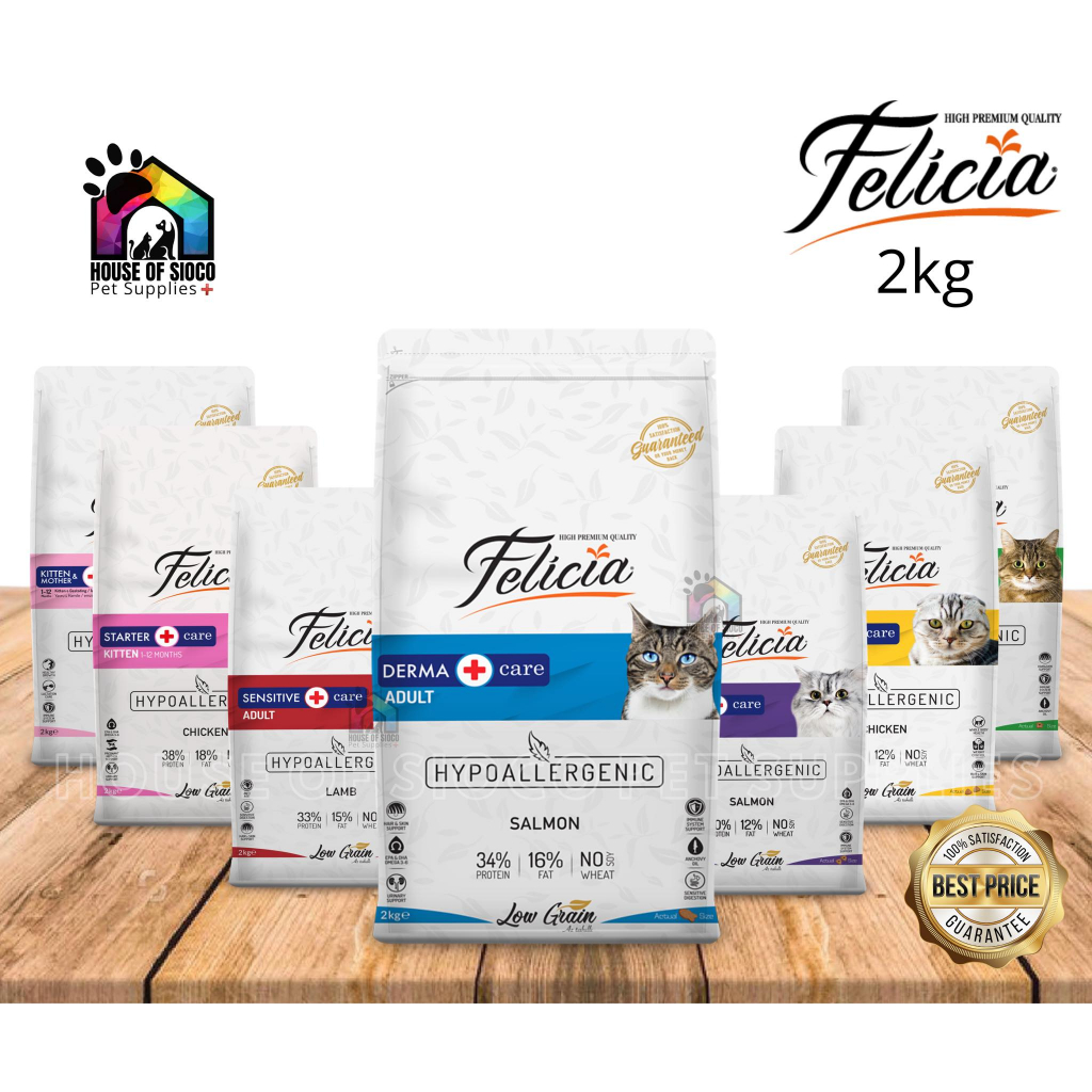 Felicia Hypoallergenic Low Grain Cat & Kitten Dry Food 2kg | Shopee ...