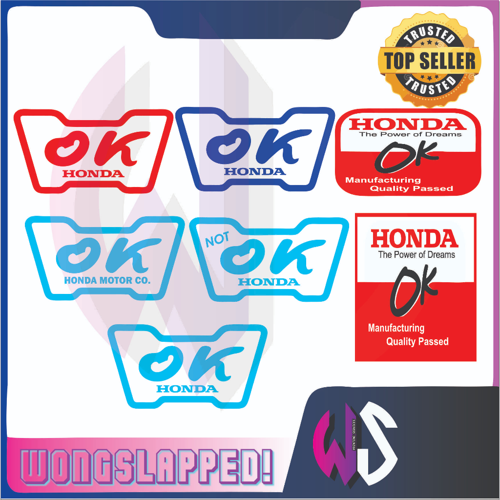HONDA OK STICKERS ORIGINAL SIZE HIGH QUALITY WATERPROOF NON FADE VINYL ...