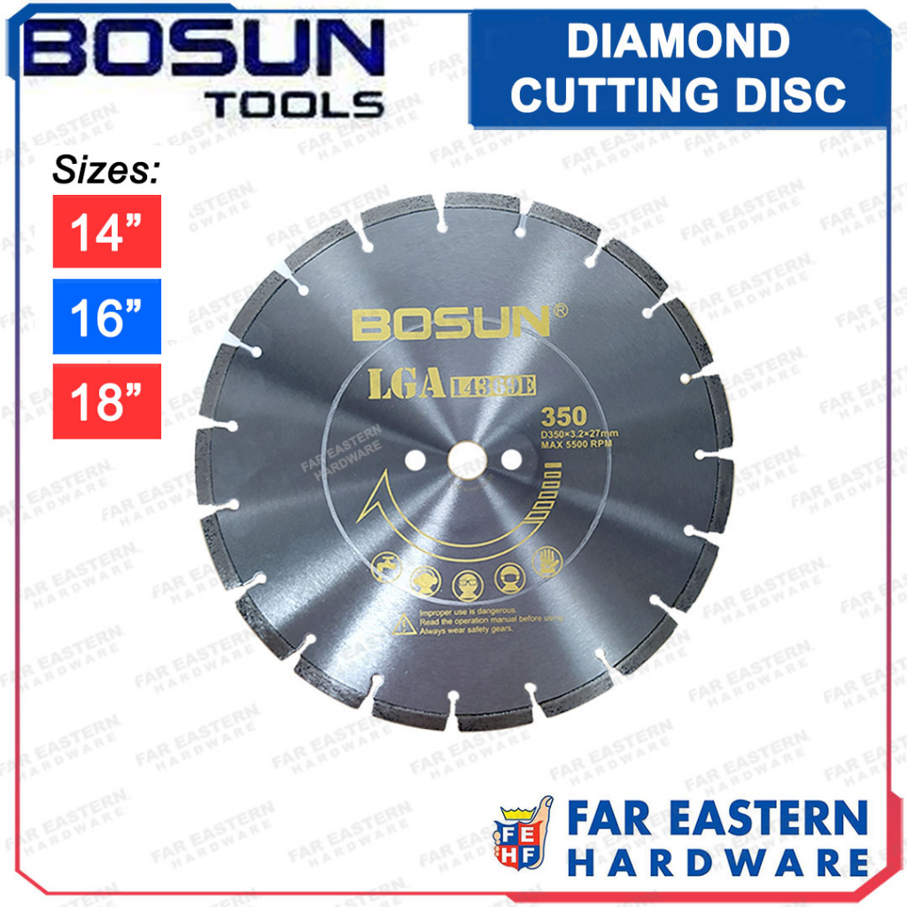 BOSUN Diamond Cutting Disc Blade for Concrete Cutter 14" | 16" | 18 ...