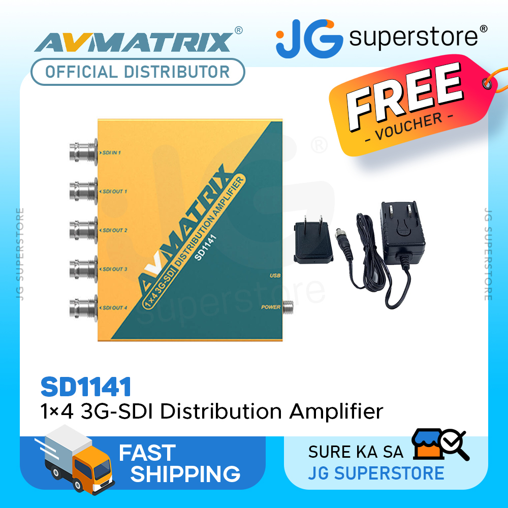 AVMatrix SD1141 1×4 SDI Reclocking Distribution Amplifier with 3G/HD/SD-SDI Signal Processing ...