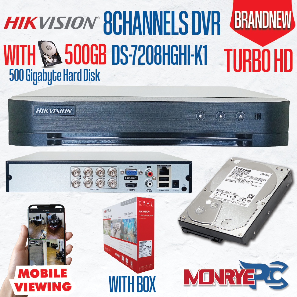 DVR - 8 Channel - HIKVISION -DS 7208HGHI-K1 -WITH HDD-Brand New for ...