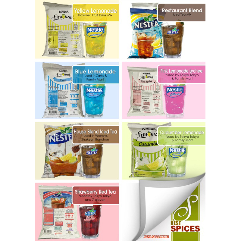Nestle juice nestea house blend iced tea cucumber pink blue red strawberry lemonade restaurant ...