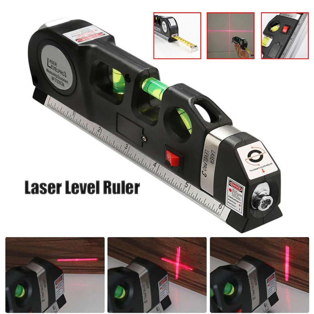 Laser Level Aligner Horizon Vertical Line Measure Tape Ruler ...