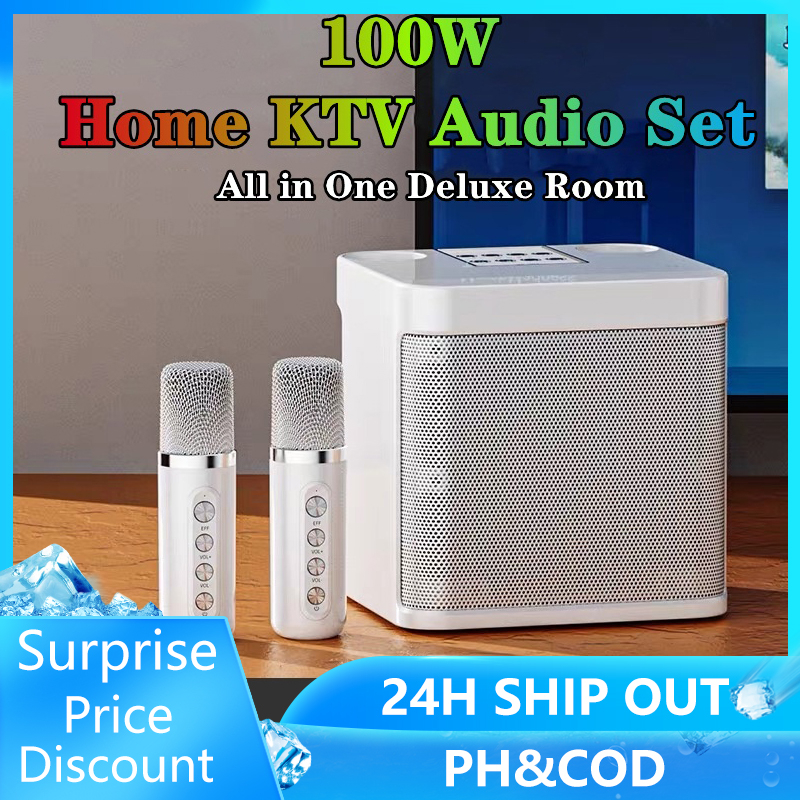 on hand portable professional karaoke dual microphone bluetooth speaker smart external karaoke ...