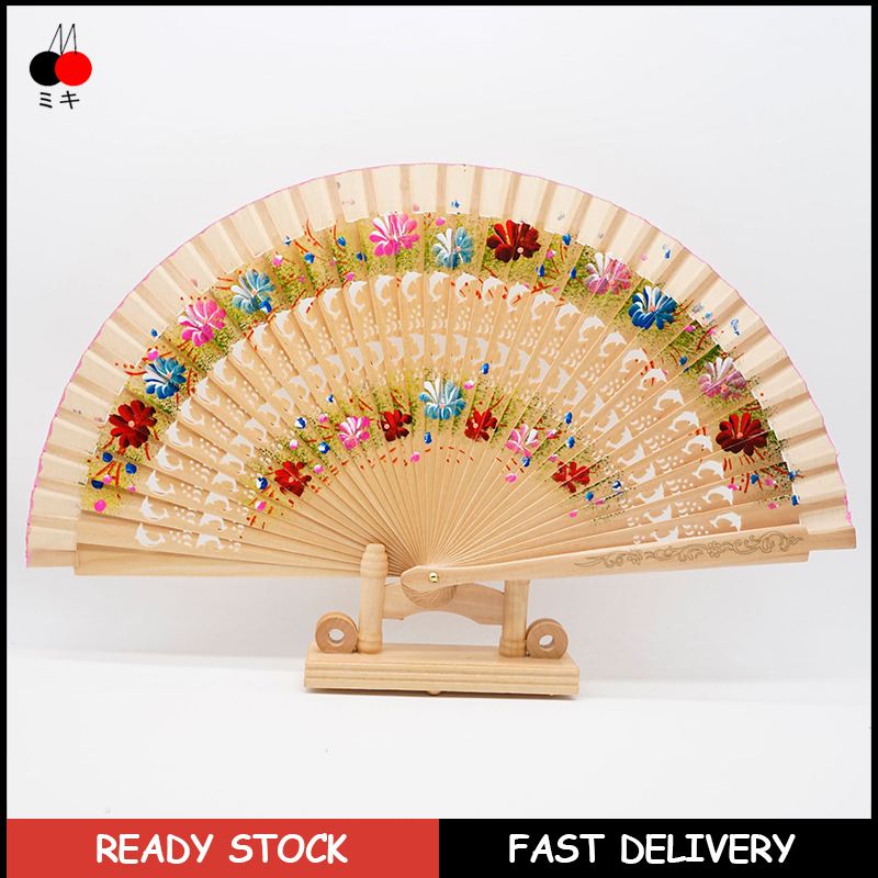 Spanish Wooden Folding Fan Painted Flower For Dancing Wedding Fan ...