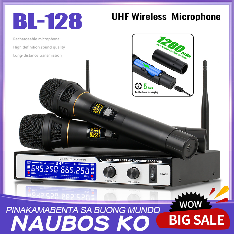 BL-128 Handheld wireless microphone UHF na may charging function na propesyonal na orihinal ...