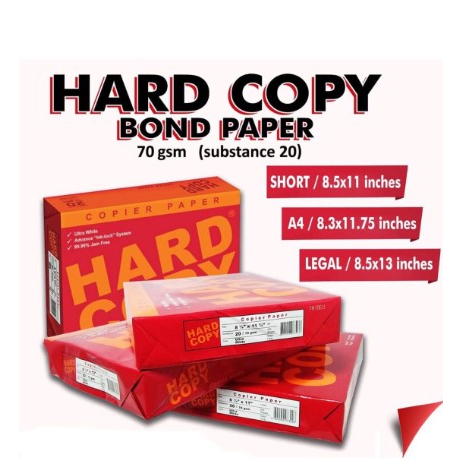 Hard Copy Photocopy Papers 70gsm- Legal (500 Sheet per Ream) | Shopee ...