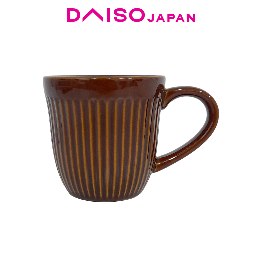Daiso Brown Embossed Mug | Shopee Philippines