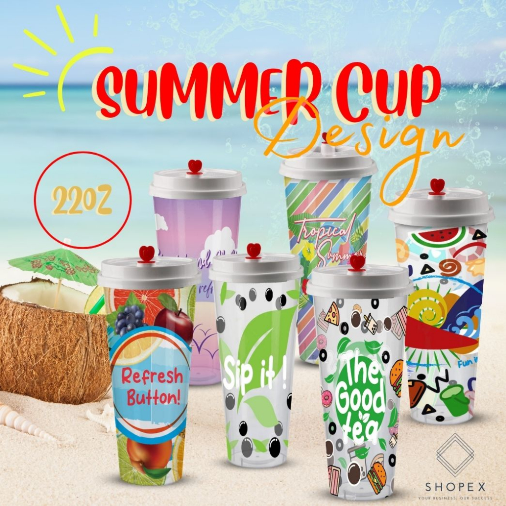 [50pcs] Summer Milktea tea Hard cup 22oz / Milktea Summer cup Design ...