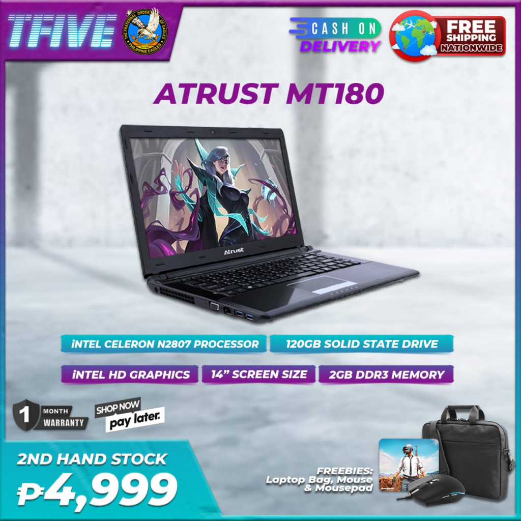 LAPTOP ATRUST T180 INTEL CELERON 2GB RAM 128GB SSD INTEL HD GRAPHIC CAMERA 14" DISPLAY MODEL ...