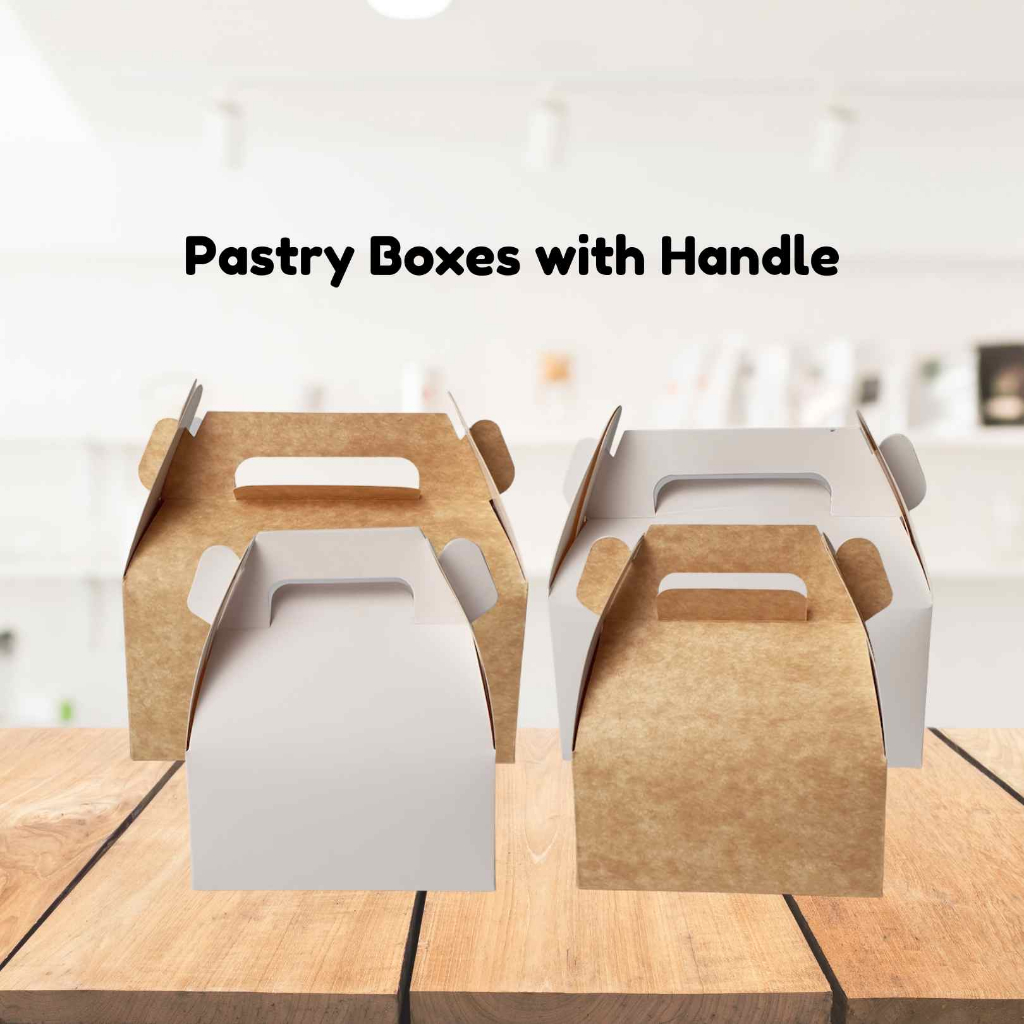 10pcs Mini Souvenir Box with Handle for Food, Donuts, Pastries ...