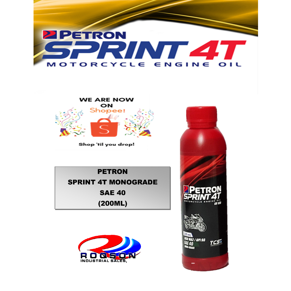 PETRON SPRINT 4T SR100 MOTORCYCLE OIL MONOGRADE SAE 40 (200ML) | Shopee ...