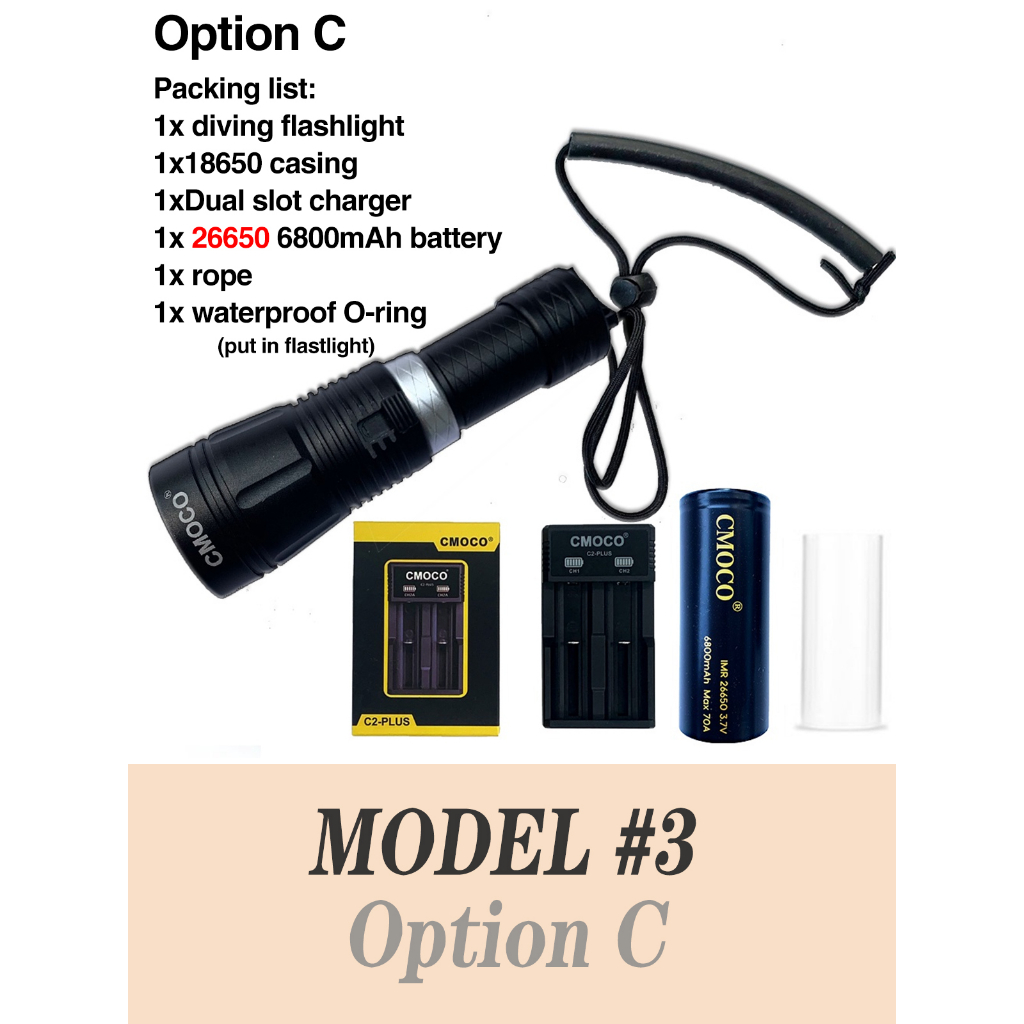 CMOCO CREE L2 P70 3000 LM Diving Flashlight Underwater 100m Waterproof ...