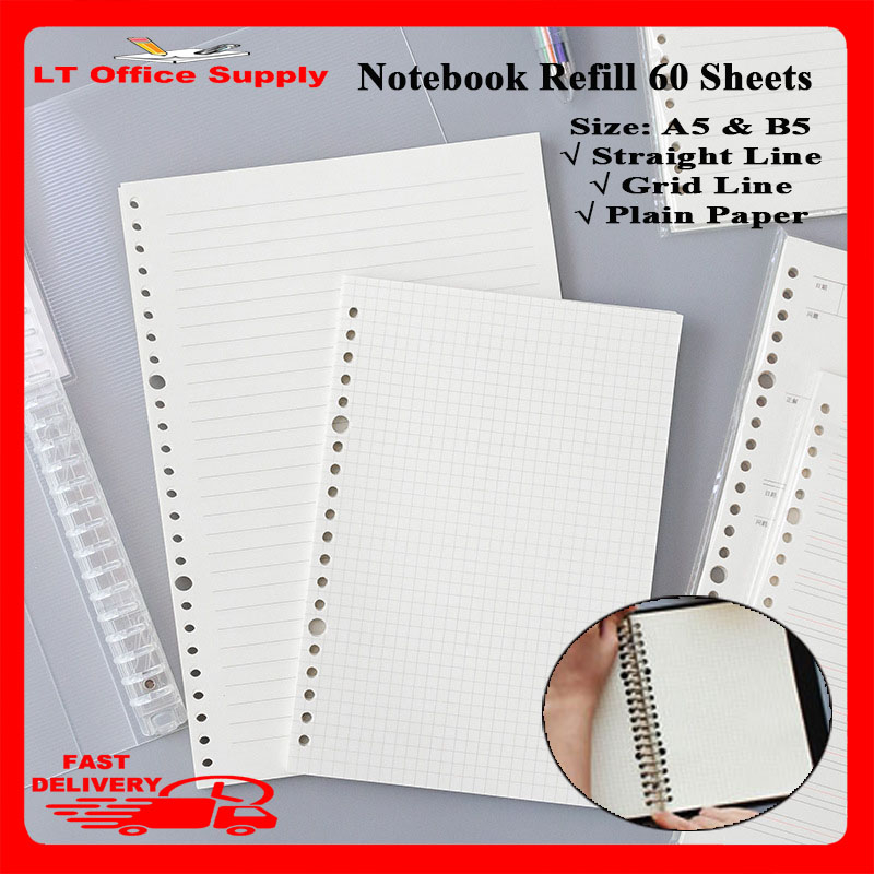 Loose leaf binder refill notebook paper A5-20 holes & B5-26 holes loose 60sheets | Shopee ...