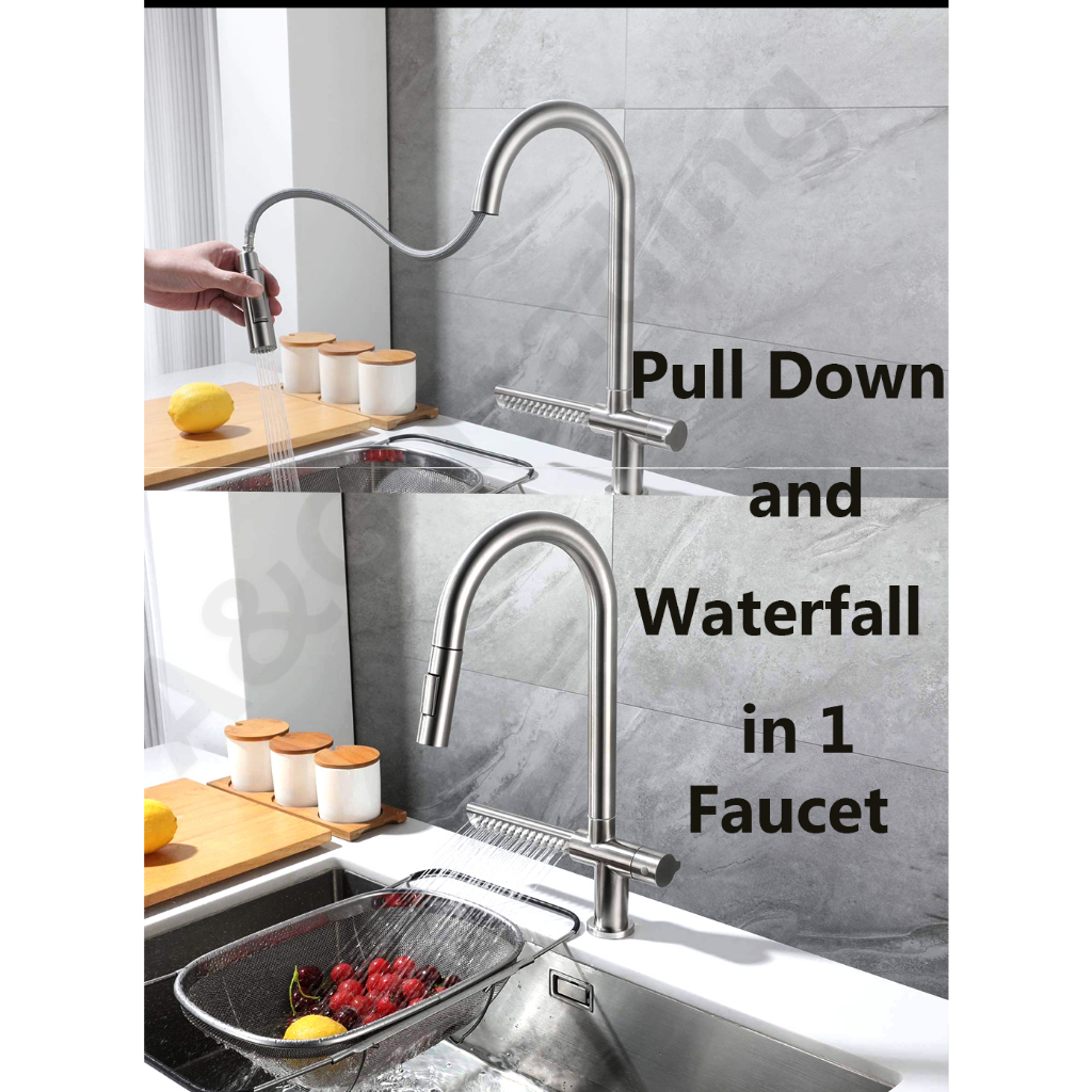 2 in 1 Kitchen Faucet / Waterfall and Pull down Kitchen Faucet / Hot ...