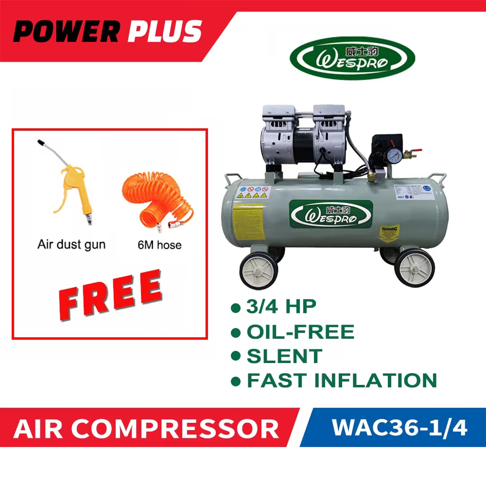 Power Plus WESPRO Air Compressor 3/4 HP Silent Type Oil Less Quick ...