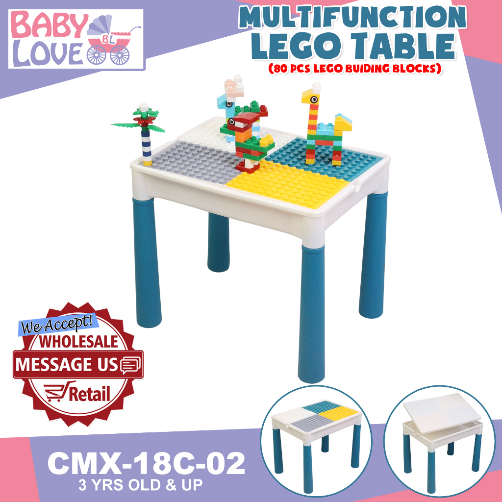Baby love CMX-18C-02 Building Blocks Table Set 80pcs Blocks Lego Table ...