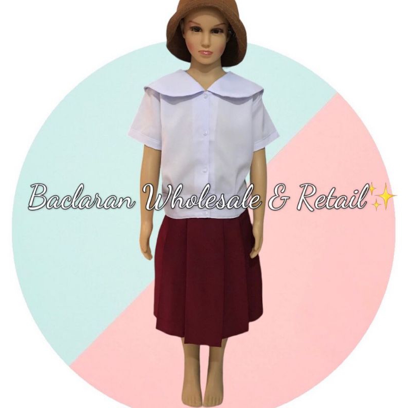Terno Palda Blouse School Uniform ( maroon ) 35-45 w/jumper 50-80 no ...