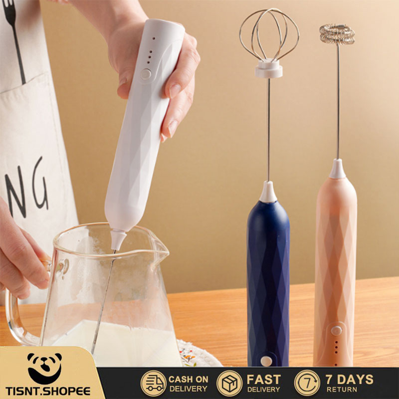 Electric handheld mixer household stainless steel milk and egg beater multifunctional coffee ...