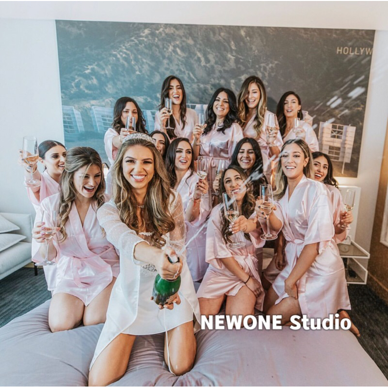 𝙉𝙀𝙒𝙊𝙉𝙀 𝙎𝙩𝙪𝙙𝙞𝙤 ® Wedding Robe Bride Bridesmaid Entourage Silk Satin Robe ...