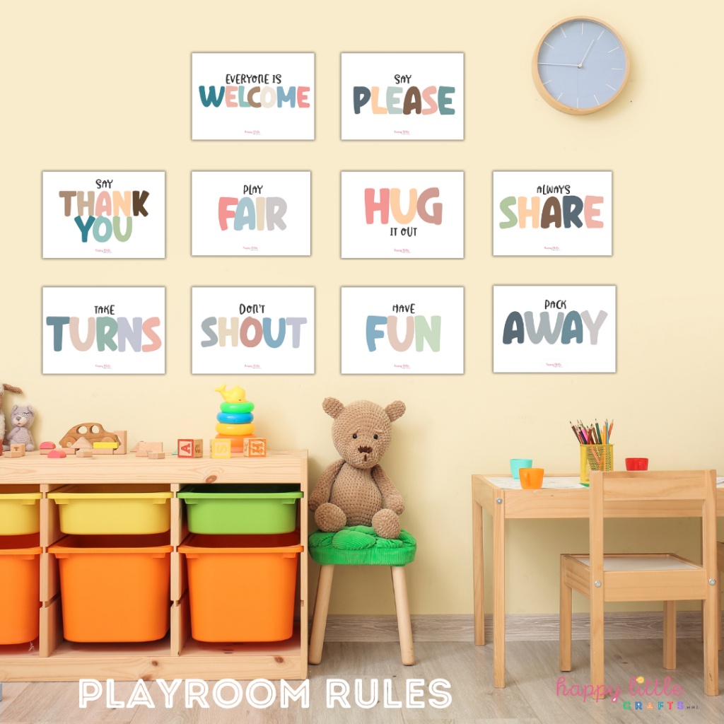A4 "PLAYROOM RULES" Nursery/Playroom/Classroom/Clinic Wall Posters ...